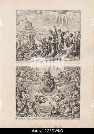 Trinity God the Father and Christ sitting on a cloud, The Holy Spirit ...