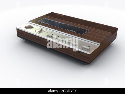 A vintage analogue answering machine for the 80's made of wood and ...