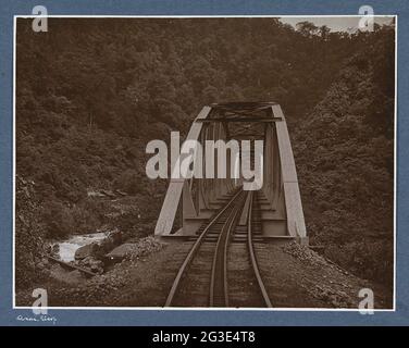 Rail bridge with cogwheel gap in the analogue on Sumatra. Part of ...