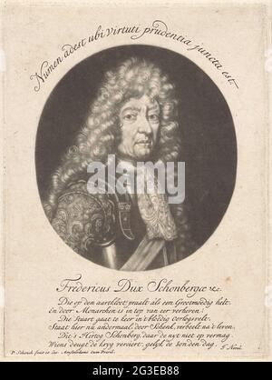 Portrait of Friedrich Arnaud Hertog van Schomberg, Jacob Gole, after ...