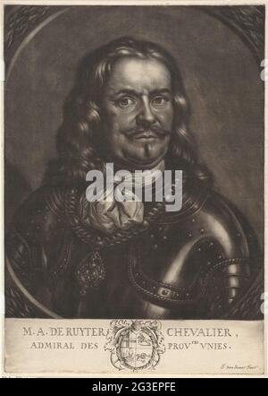 Admiral Michiel Adriaansz. de Ruyter in a suit of armor with a chain ...