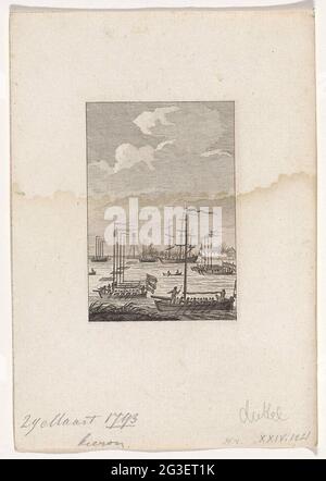 Cannon troops in Dordtsche Kil, 1793. The closure of the Dortsche Kil ...