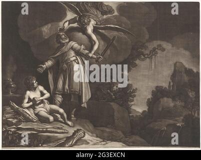 Abraham, son Isaac, Angel, ram, Old Hunstanton, detail of stained glass ...