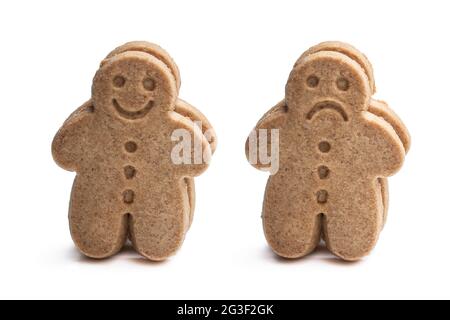 sad gingerbread man isolated on white background. sad gingerbread man ...