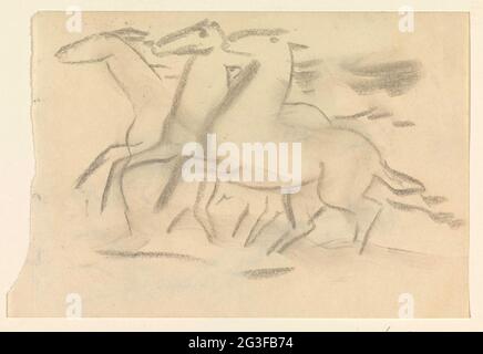 Sketch sheet with three horses Stock Photo - Alamy