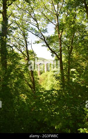 Thomas Telford's impressive Pontcysyllte Aqueduct spanning the valley ...