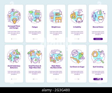 Diabetes onboarding mobile app page screen set Stock Vector Image & Art ...