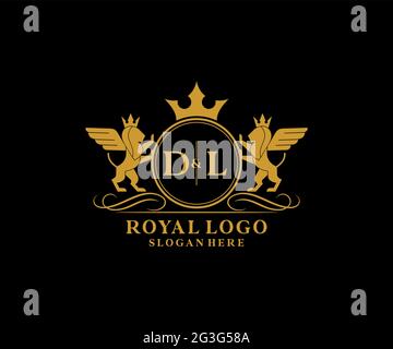DL initial letter luxury ornament gold monogram logo template vector ...