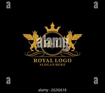 HL Initial Letter Luxury Logo template in vector for Restaurant ...