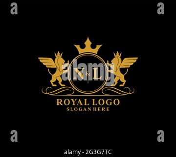 NL Letter Royal Luxury Logo template in vector art for Restaurant ...