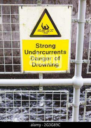 Water hazard signs, strong undercurrents, danger of drowning Stock ...