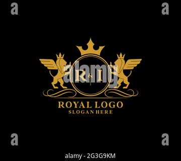 RI Initial Letter Luxury Logo template in vector for Restaurant ...