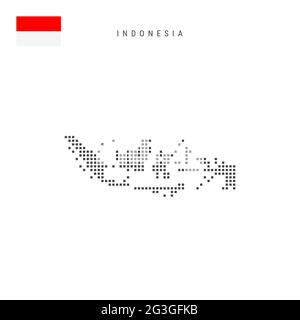 Square dots pattern map of Indonesia. Dotted pixel map with national ...