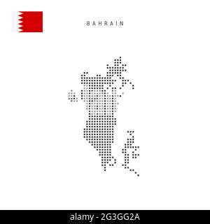 Bahrain Map. Bahraini Country Map. Black and White National Outline ...