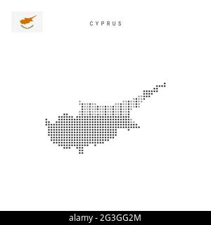 Square dots pattern map of Cyprus. Dotted pixel map with national flag ...