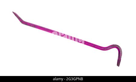 Old pink crowbar on a white background Stock Photo - Alamy