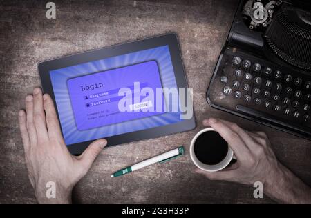 Login interface on tablet - username and password Stock Photo - Alamy