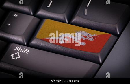 Flag on button keyboard, flag of Bhutan Stock Photo - Alamy