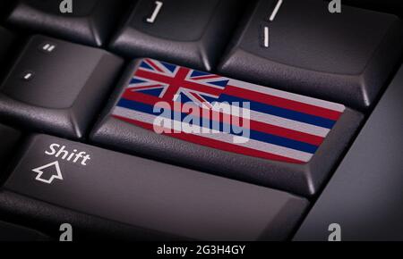 Flag on button keyboard, flag of Hawaii Stock Photo - Alamy