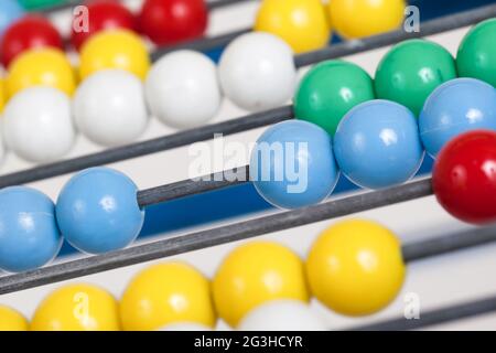 Close up of an old colorful abacus, selective focus Stock Photo - Alamy