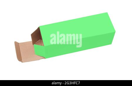 White Cardboard Shipping Box With Green Plastic Straps Isolated on ...