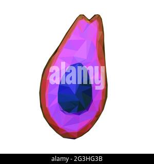 Low poly avocado. Vector polygonal sign avocado isolated on white ...