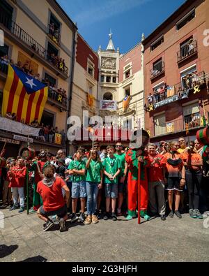 Dance of the Maces and Àngels (Angels) in the Patum de Berga festival ...