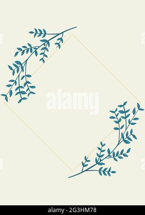 Composition of foliage sprigs frame design with central copy space and ...
