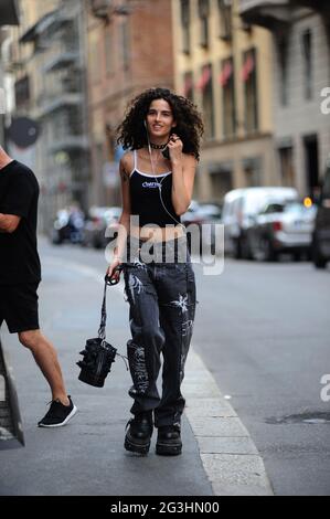 Milan, Chiara Scelsi strolls in the center The supermodel Chiara Scelsi ...