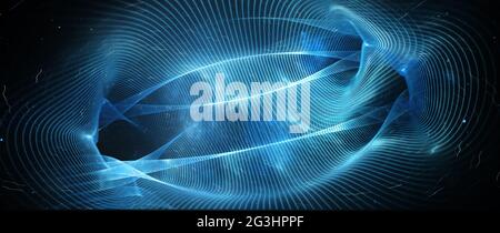 Blue glowing interstellar portal, computer generated abstract ...