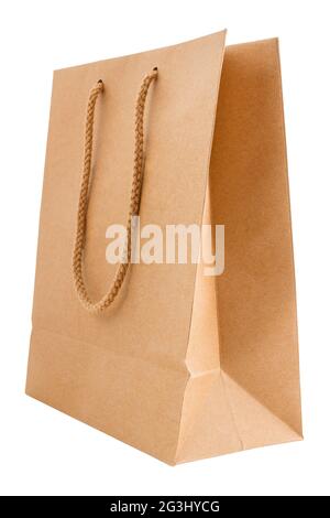 Kraft paper bag, side view, isolated on white background Stock Photo ...