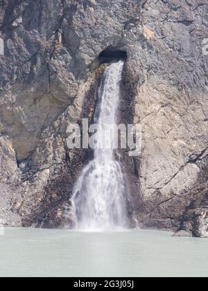 Waterfall at Lake Dix - Dam Grand Dixence - Switzerland, worlds tallest ...