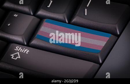 Flag on button keyboard, flag of Trans Pride Stock Photo - Alamy