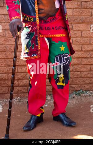 Members of the Economic Freedom Fighters (EFF) protest outside the ...