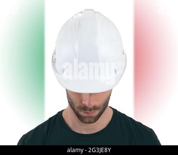 Italian worker engineer construction site control radio operation ...