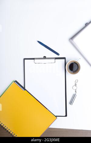Mix of office supplies and gadgets Stock Photo - Alamy