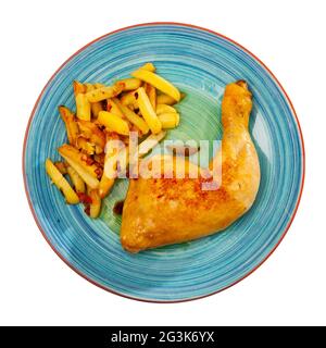 Baked chicken thighs with potatoes and spices Stock Photo - Alamy