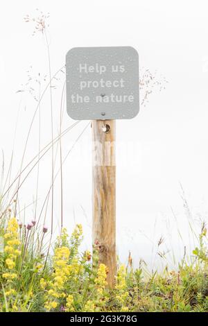Help us protect the nature sign in Iceland Stock Photo - Alamy