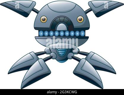 Sci-fi cartoon of a grey robot vector illustration on white background ...