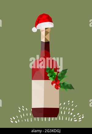 Illustration of origami wine bottle Stock Photo - Alamy