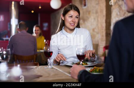 colleague on friendly meeting over dinner Stock Photo - Alamy