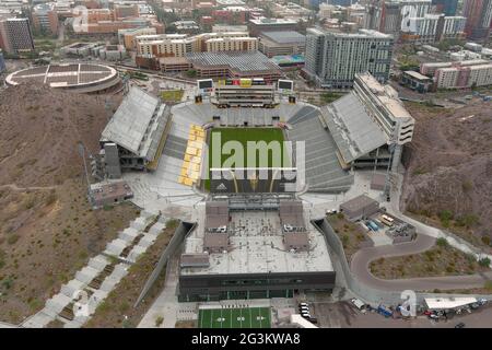 Tempe, United States. 26th Jan, 2021. An aerial view of Sun Devil ...