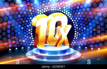 10x winner banner, promotion flyer, prize label. Vector illustration ...