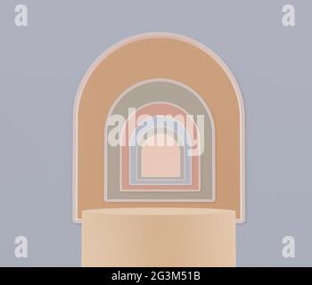 Podium stand with pastel color arches scene. Minimalist geometric ...