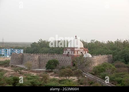 Tughlaqabad Fort and mausoleum was built in 1321 by Ghiyasud-din ...