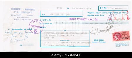 French Bank draft, old document, France, 1966 Stock Photo - Alamy