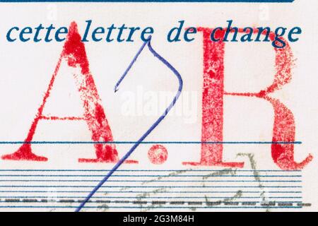 French Bank draft, old document, France, 1966 Stock Photo - Alamy
