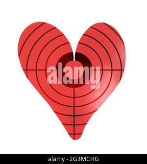 Target on a metal heart-shaped object, isolated on white Stock Photo ...
