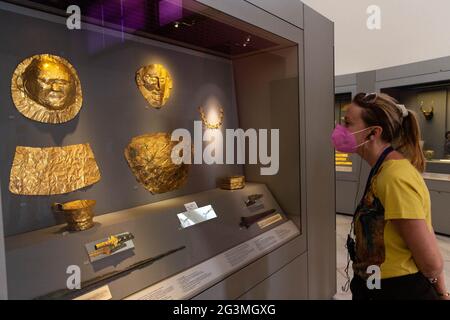 Ancient Greek masks, Archaeological Museum, Agrigento, Sicily, Italy ...