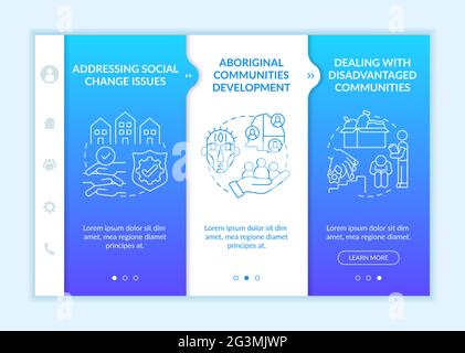Community development targets onboarding mobile app page screen with ...